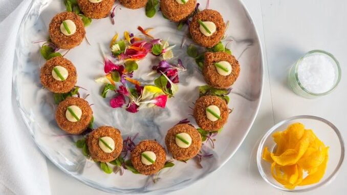 Wild Mushroom Risotto Cakes with Lemon Garlic Aioli and Fresh Chives